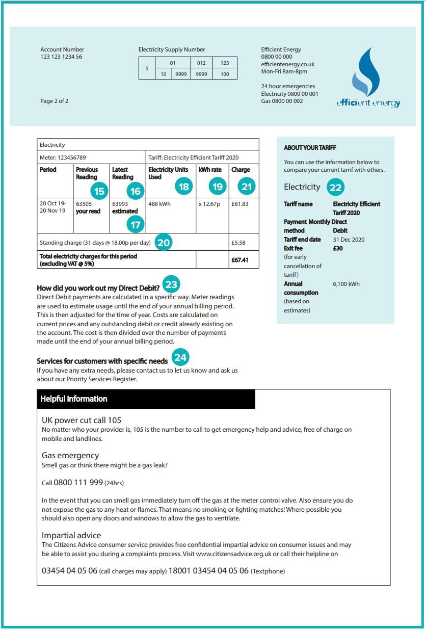 How To Read Your Electricity Bill National Energy Action NEA How To Read Your Electricity Bill National Energy Action NEA