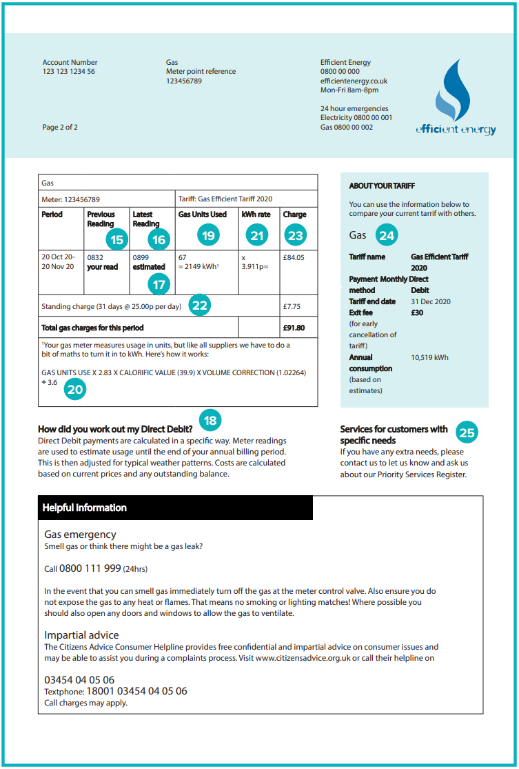 How to read your gas bill - National Energy Action leaflet - National ...